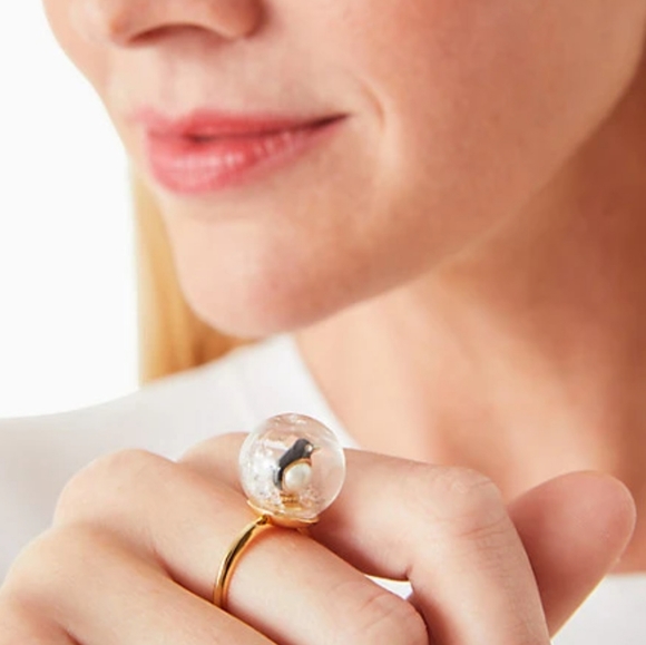 kate spade | Jewelry | Kate Spade Arctic Friends Peguin Snow Globe Ring ...